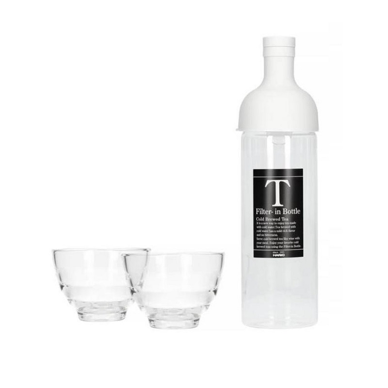 Hario FIHU-2012-PGR Filter in Bottle and Tea Glass Set (Pale Grey ...