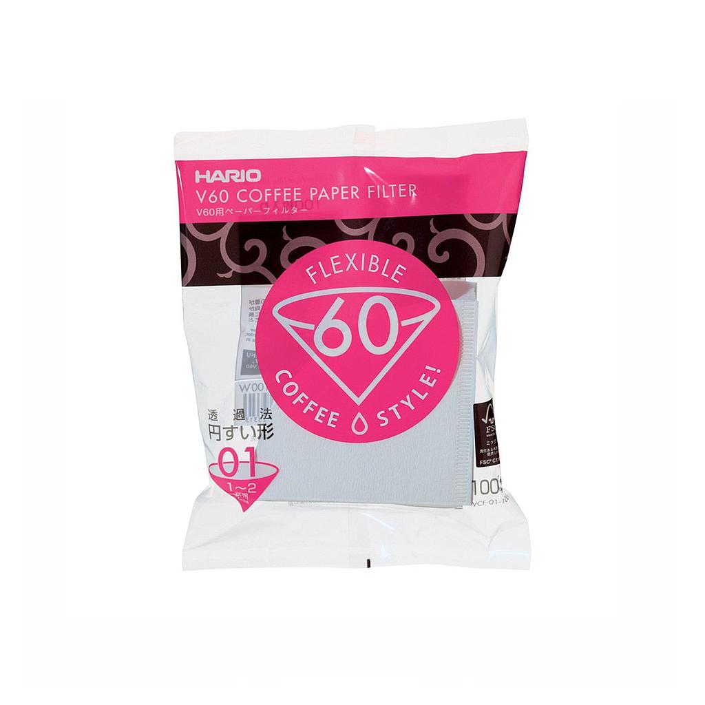 Hario VCF-01-100W V60 Paper Filter 01 W 100 Sheets (White) | Toffin ...