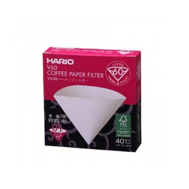 Hario VCF-01-40W V60 Paper Filter 01 W 40 Sheets (White) | Toffin ...