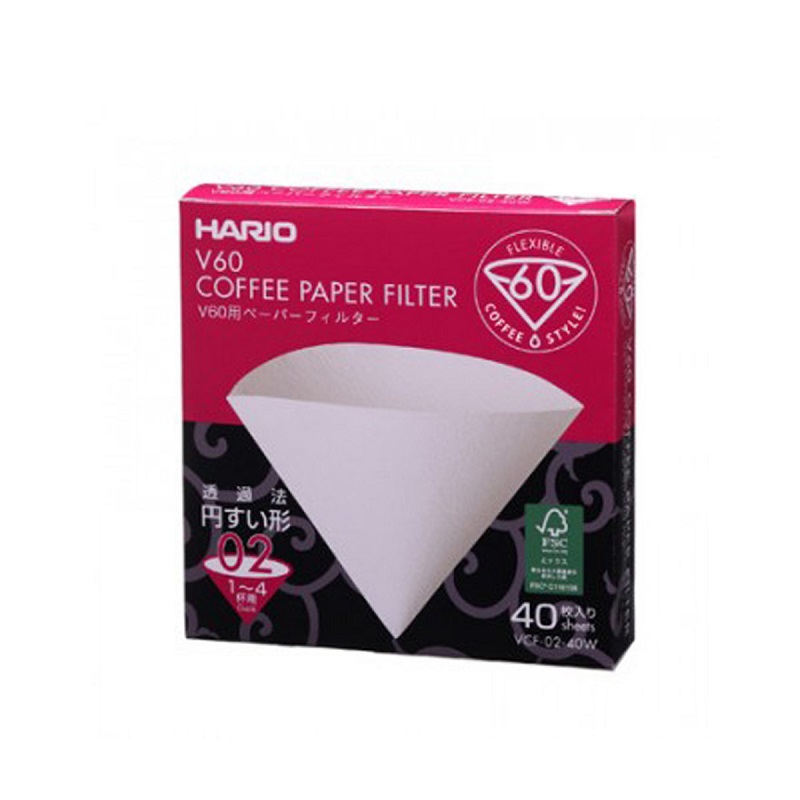 Hario VCF-02-40W V60 Paper Filter 02 W 40 Sheets (White) | Toffin ...